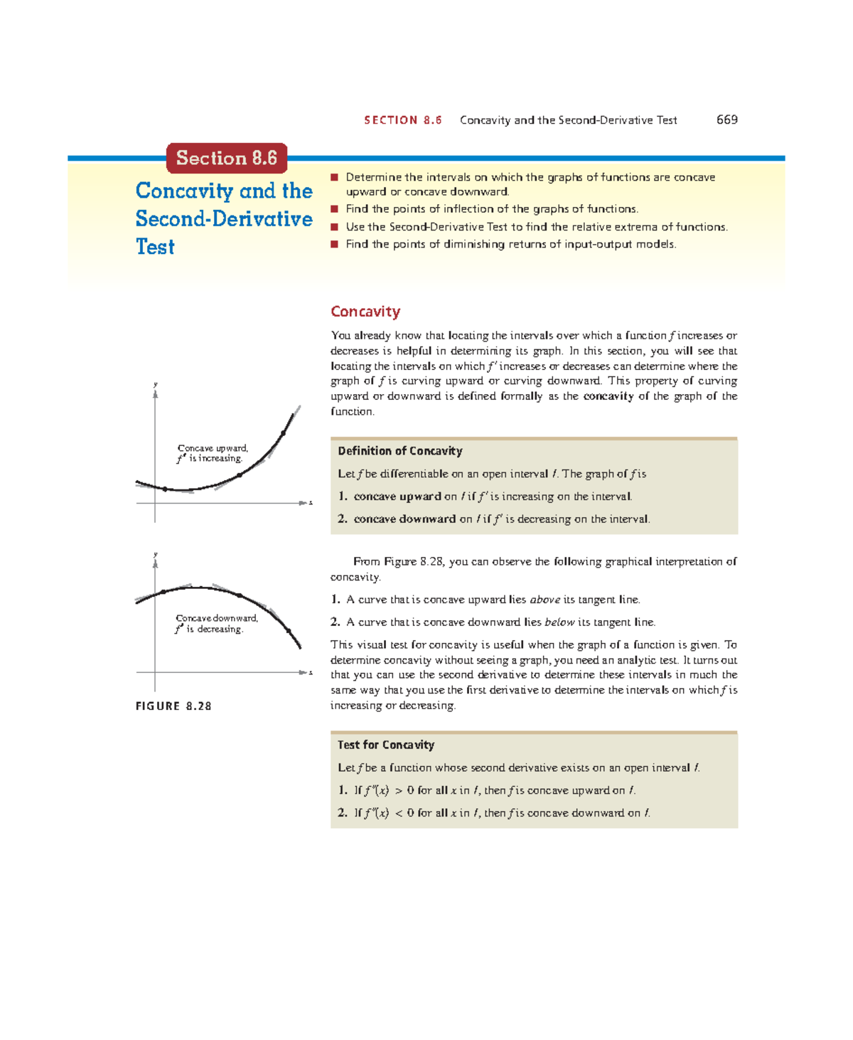 Math Ch8-6: Concavity & the Second-Derivative Test Study Guide - Studocu