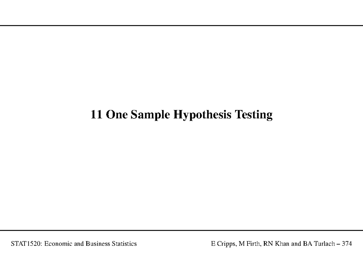 STAT1520: One Sample Hypothesis Testing Overview and Key Concepts - Studocu