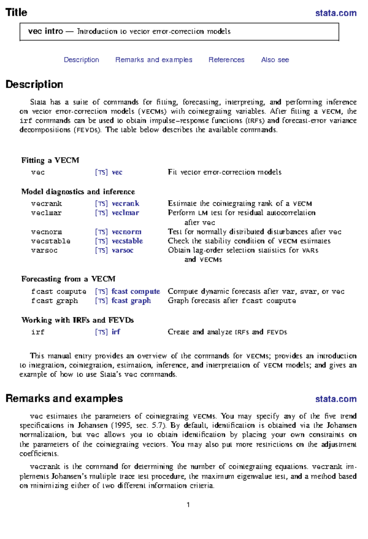TSVEC 17: Introduction to Vector Models and Cointegration Analysis ...