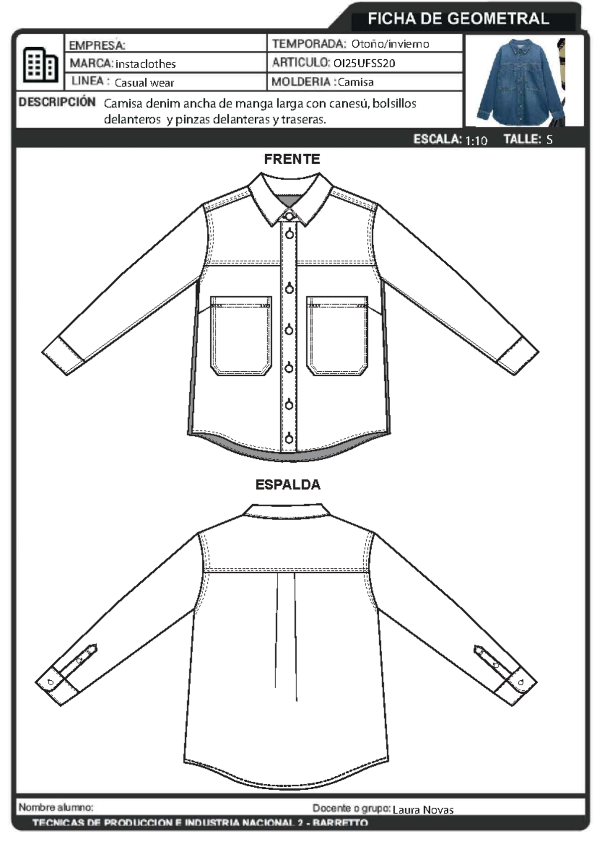 Geometral camisa terminado compressed - Tecnicas de produccion de ...