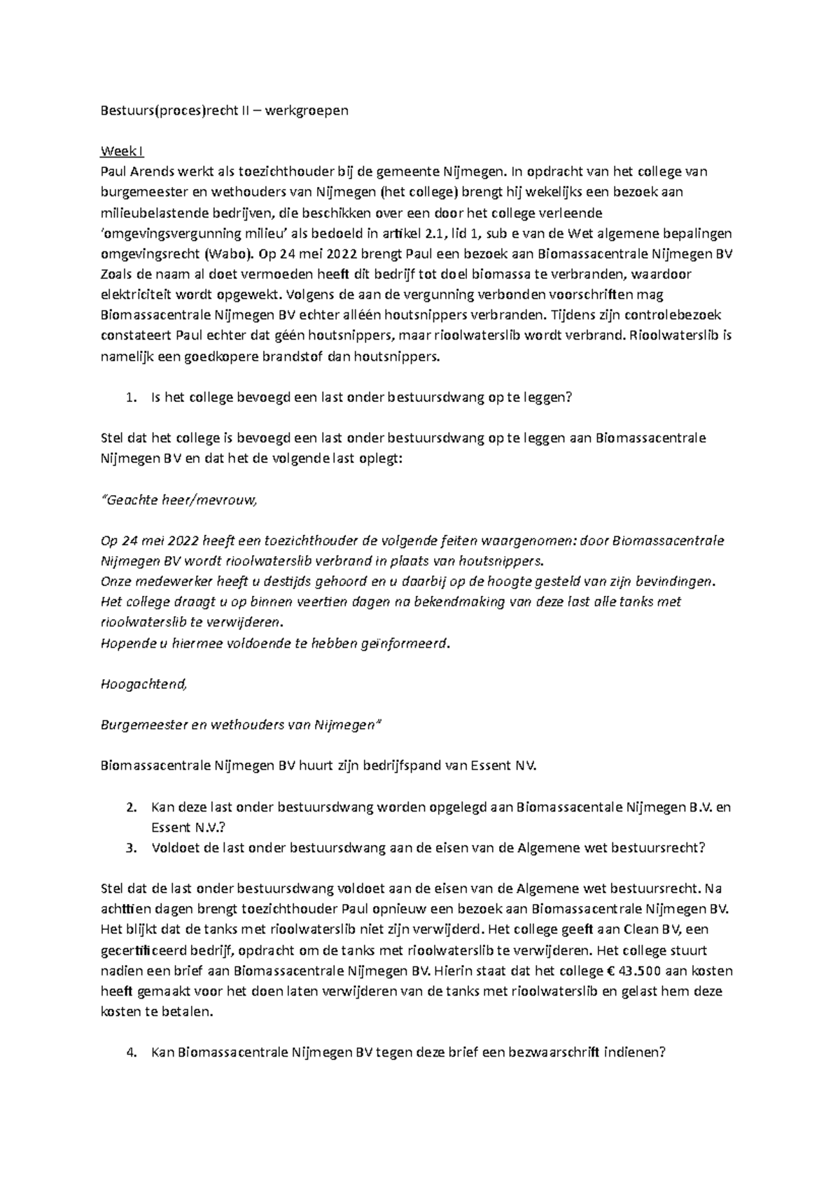 Bestuurs(proces)recht II - werkgroepen - Bestuurs(proces)recht II – werkgroepen Week I Paul ...