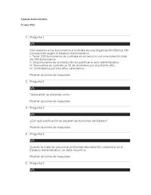 Prueba 1: Preguntas de Derecho Administrativo y Respuestas Correctas - Studocu