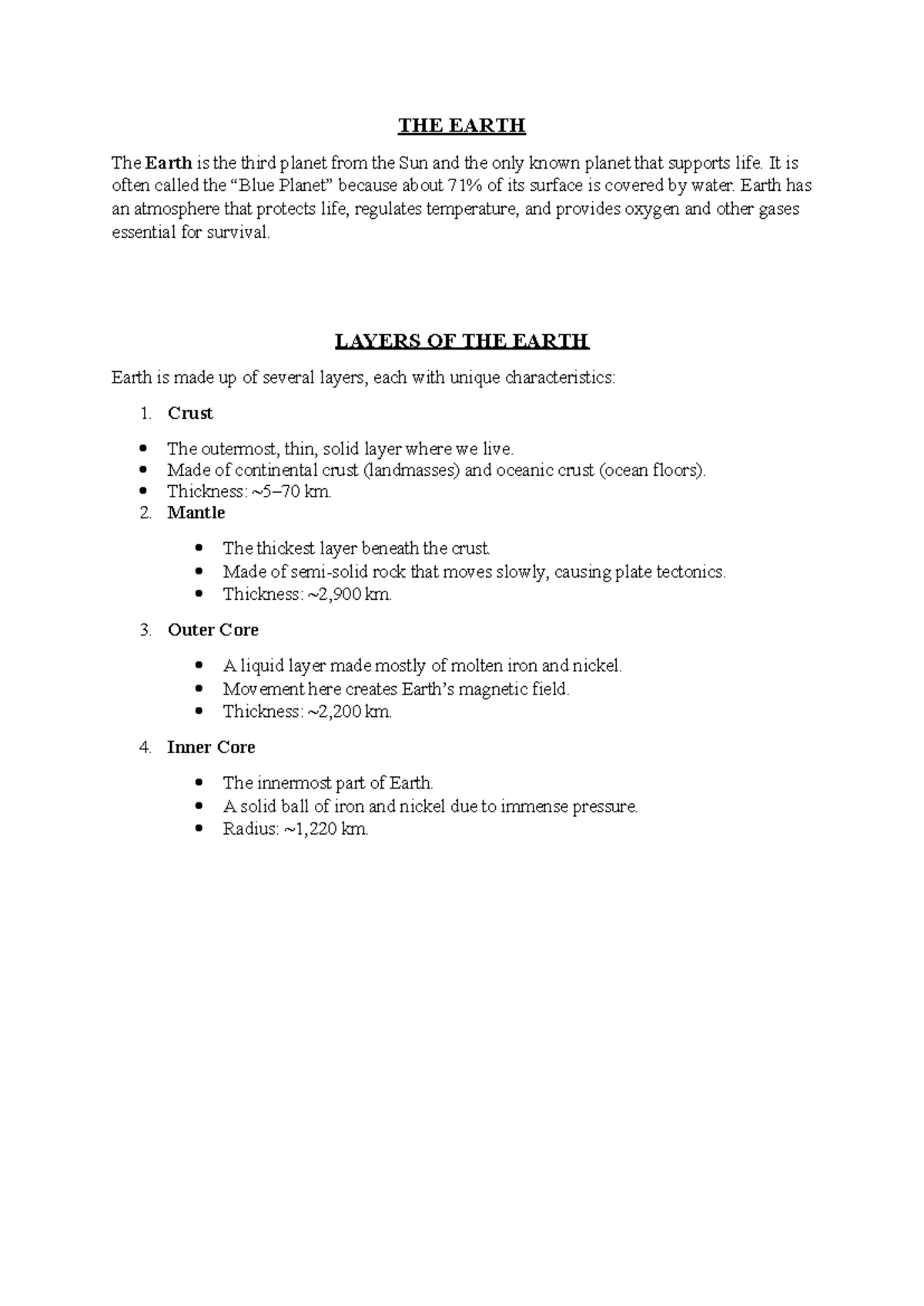 Earth's Structure and Subsystems: A Comprehensive Overview - Studocu