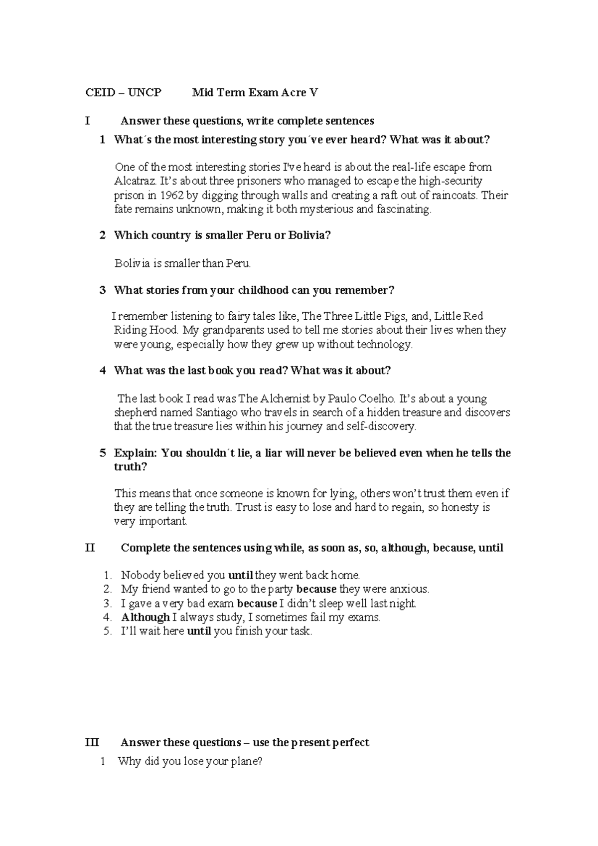 CEID UNCP I Midterm Exam Answers and Reflections - Studocu