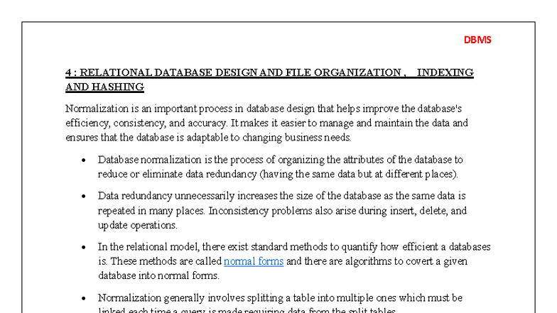 DBMS 4: Normalization and File Organization in Relational Databases ...