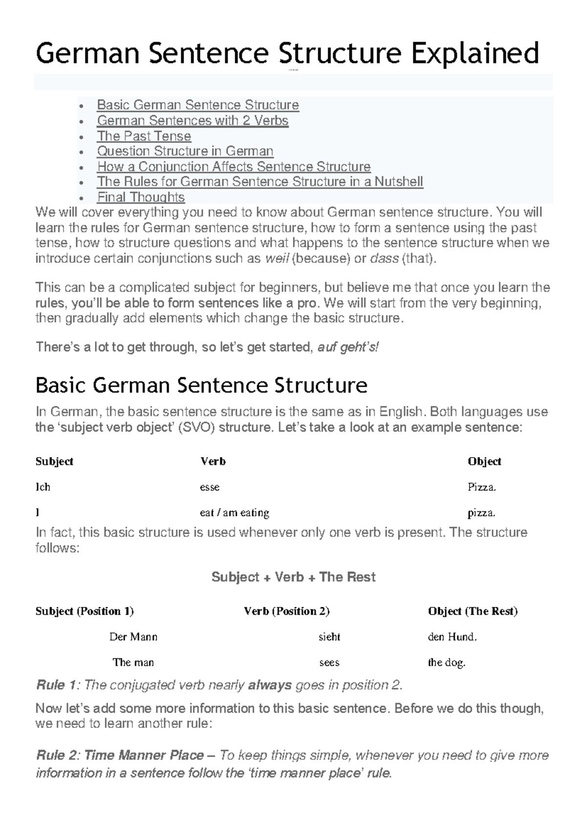 Correct German Sentence Structure - Infoupdate.org