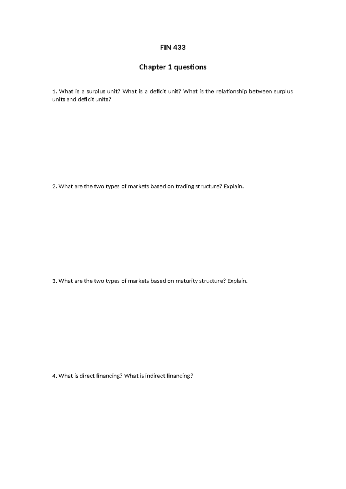 FIN 433 - Chapter 1: Key Questions and Concepts Explained - Studocu