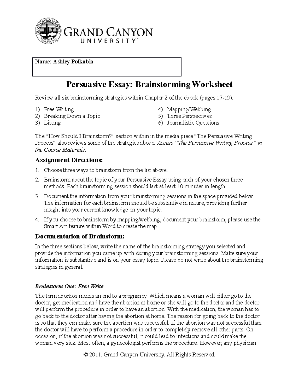 PHI105 T2 Brainstorming Worksheet 12 8 2020 - Name: Ashley Polkabla ...