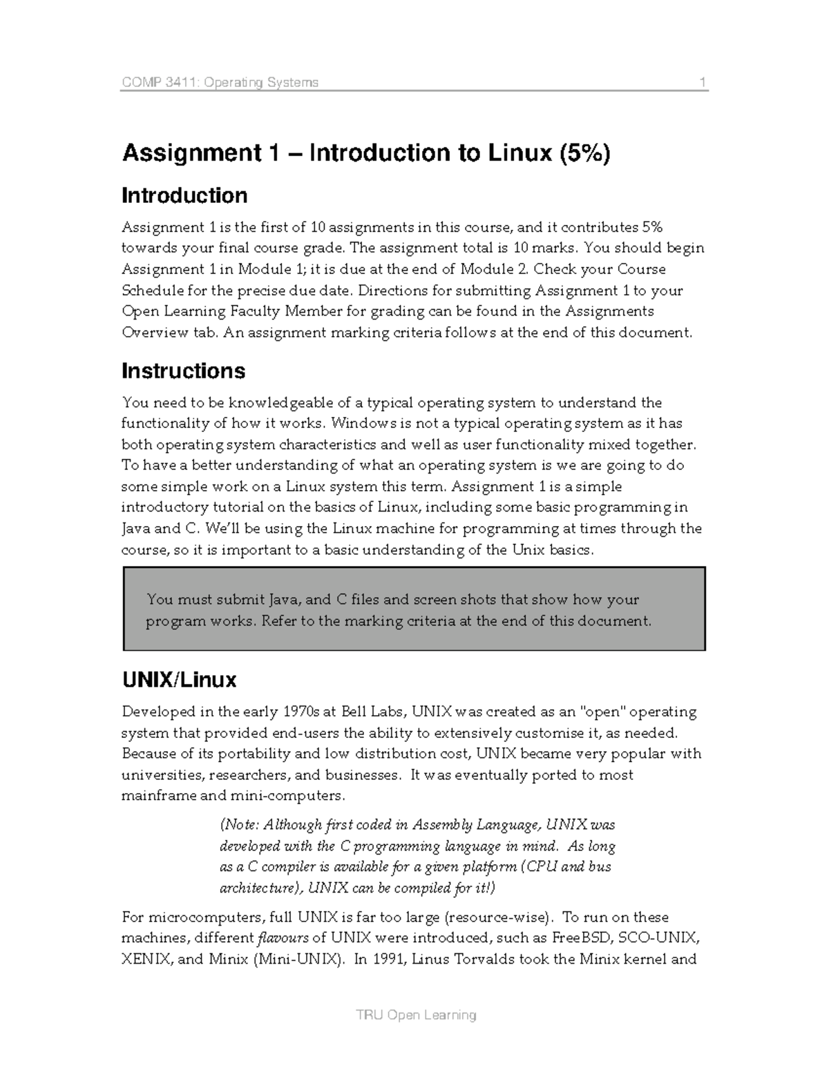 COMP3411 Assignment 1: Intro to Linux Basics and Programming - Studocu