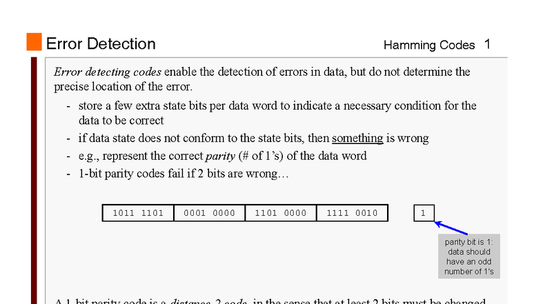Hamming Codes Overview for Computer Organization II - Studocu