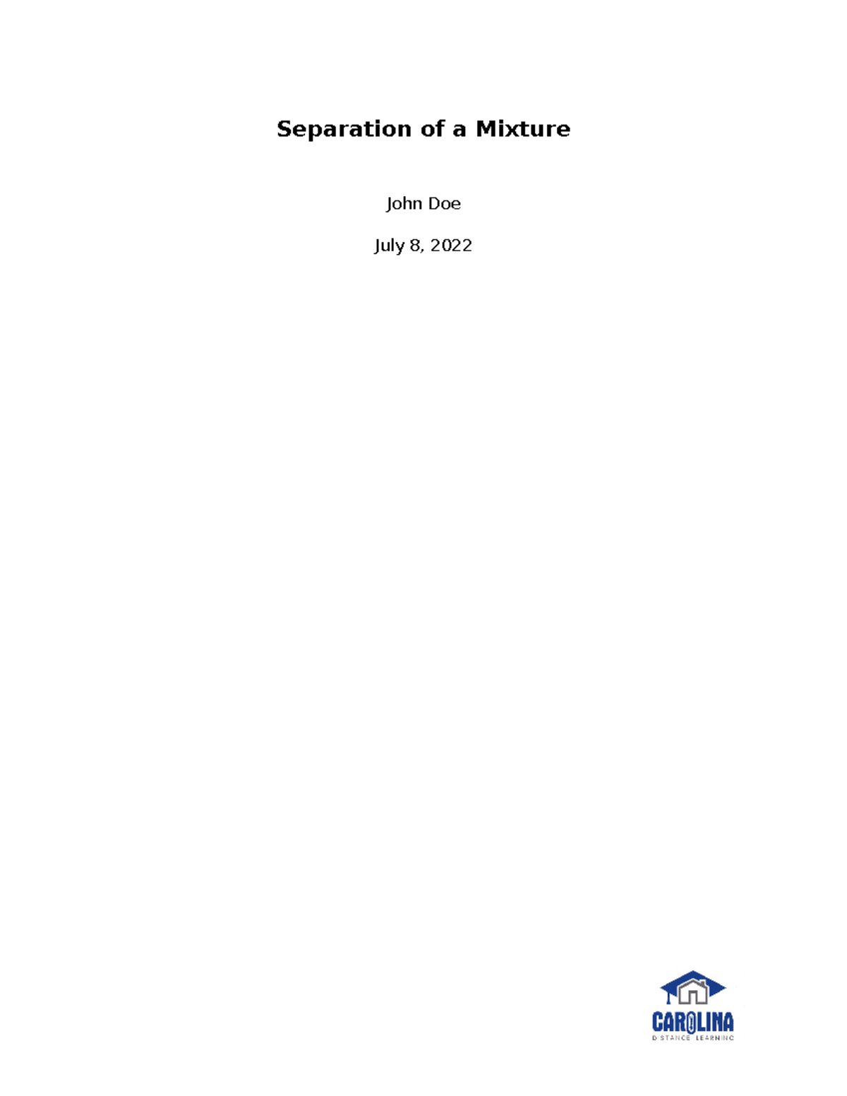 Separation of Mixtures Lab Report - Chemistry 101 - Studocu
