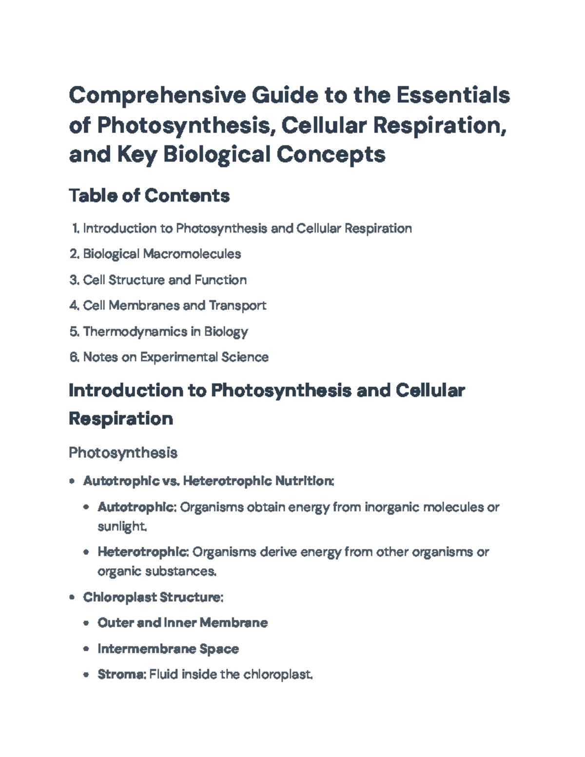 Comprehensive Guide to Photosynthesis & Cellular Respiration (BIO101 ...