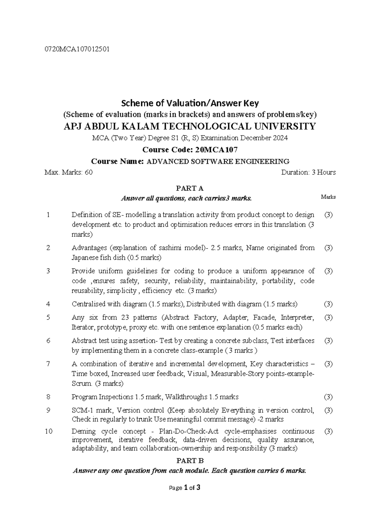 20MCA107 - Scheme of Evaluation for Advanced Software Engineering 2024 ...