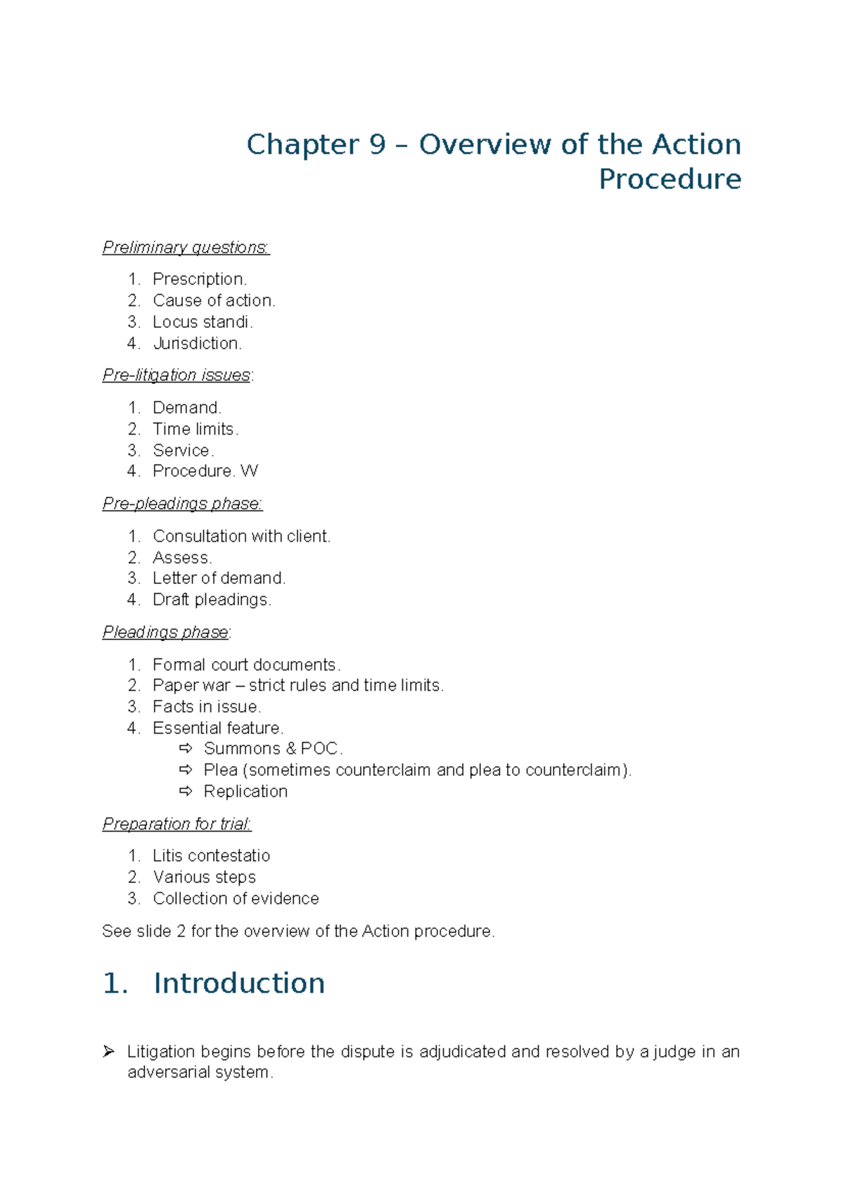 Chapter 9: Overview of Action Procedure & Prescribed Interest ...