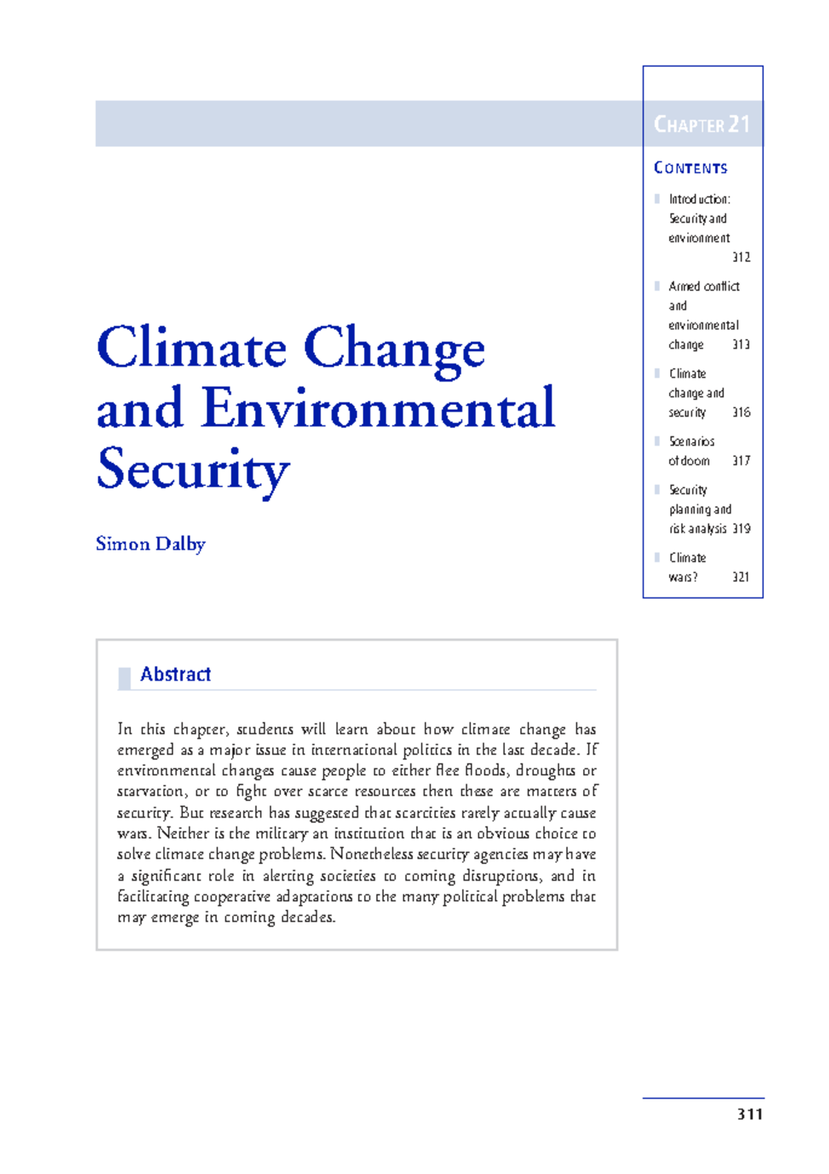 Climate Change and Environmental Security: Implications for Safety ...