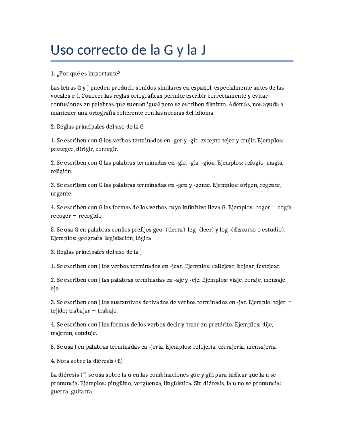 Uso Correcto de la G y la J: Reglas Ortográficas Esenciales - Studocu