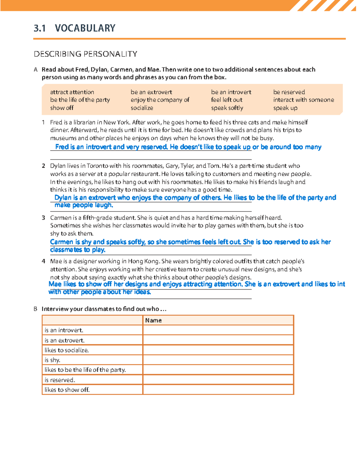 BUS Evolve 5 Lesson Plan 3: Vocabulary on Personality Traits - Studocu