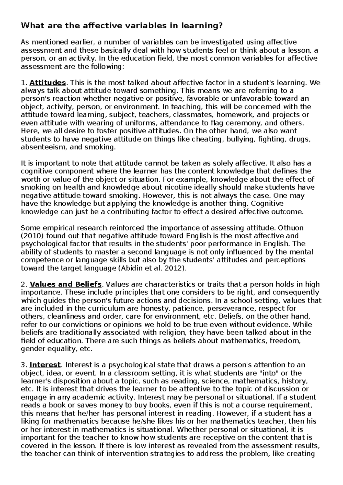 Affective Variables in Learning: Key Insights and Importance - Studocu