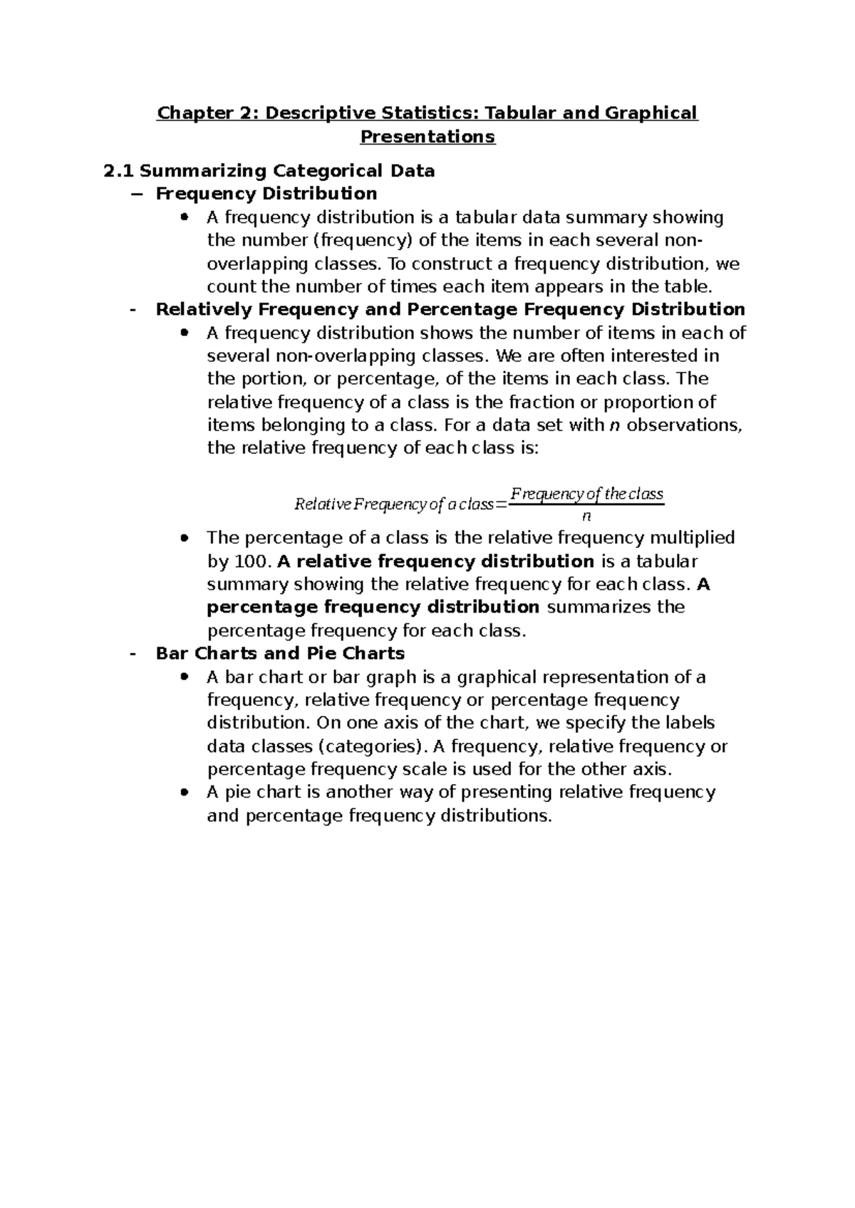 Chapter 2: Descriptive Statistics - Frequency Distributions & Graphs ...