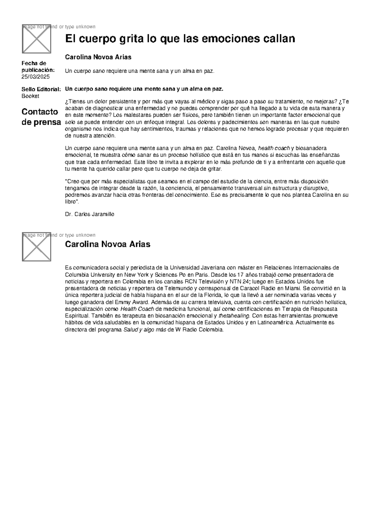 El cuerpo grita lo que las emociones callan - Carolina Novoa Arias ...