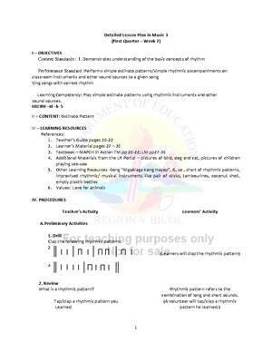 ARTS Grade 3 - Dlp - Lesson Plan in ARTS Grade III First Quarter Lesson 6 I. OBJECTIVE A ...