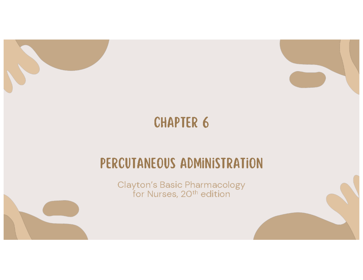 Chapter 6: Percutaneous Administration - Basic Pharmacology for Nurses ...
