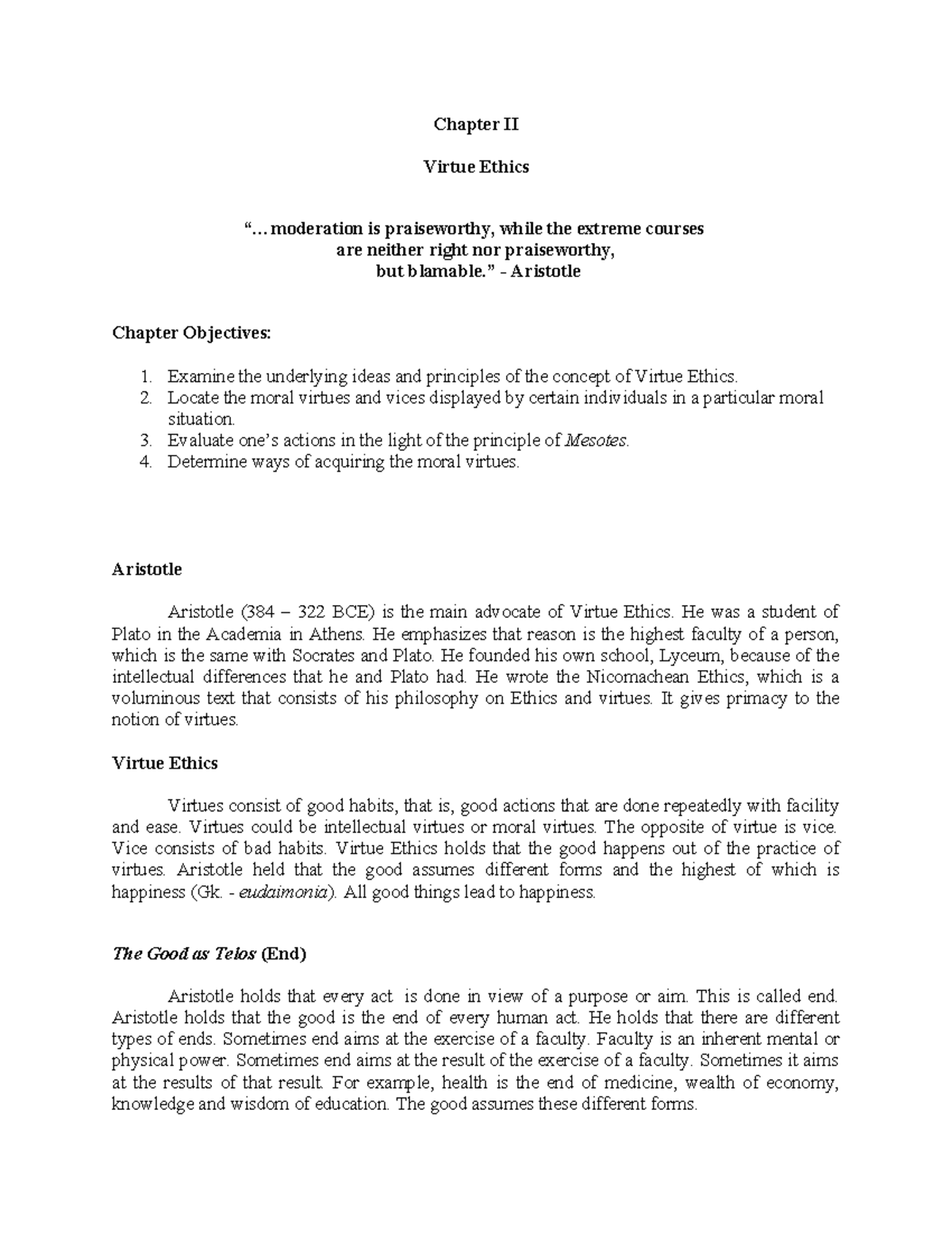 GEC 09 Module 2: Understanding Virtue Ethics and Mesotes - Studocu