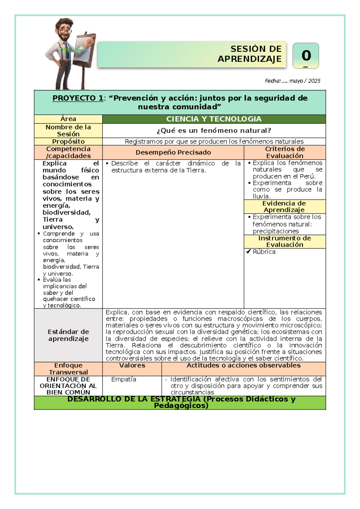 P1 5º S1 CYT Sesión 27: Proyecto sobre Fenómenos Naturales - Studocu