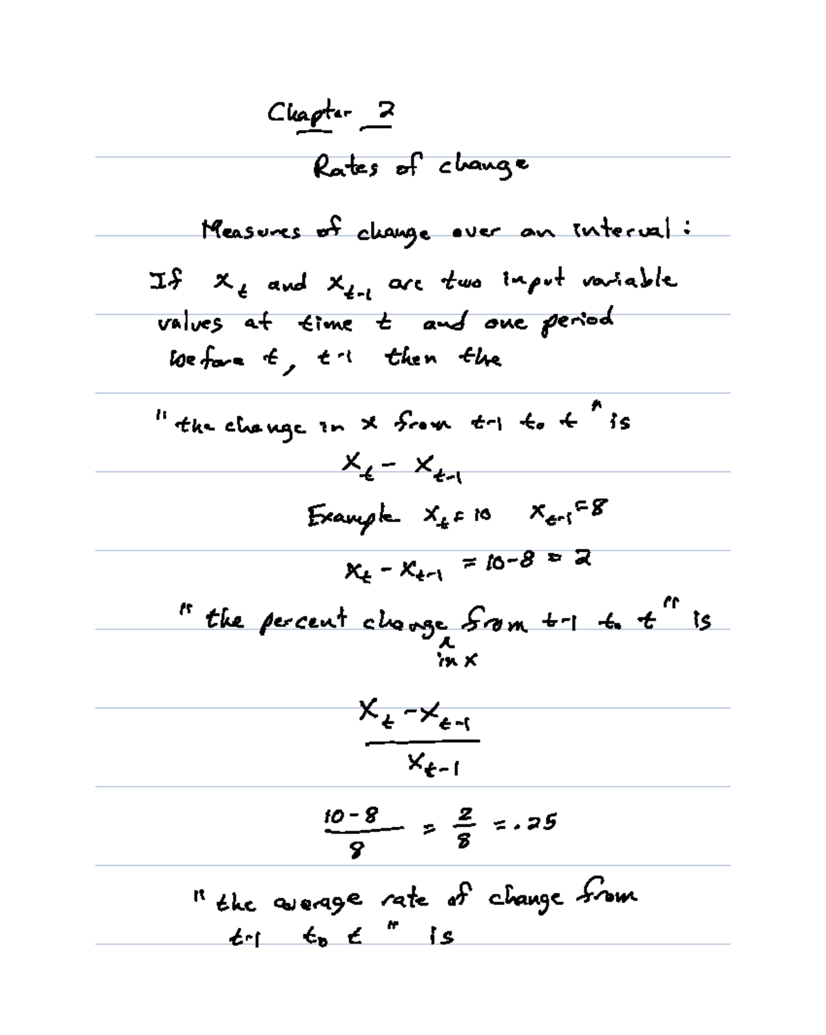 Chapter 2: Rates of Change - Analysis & Examples for Calculus - Studocu