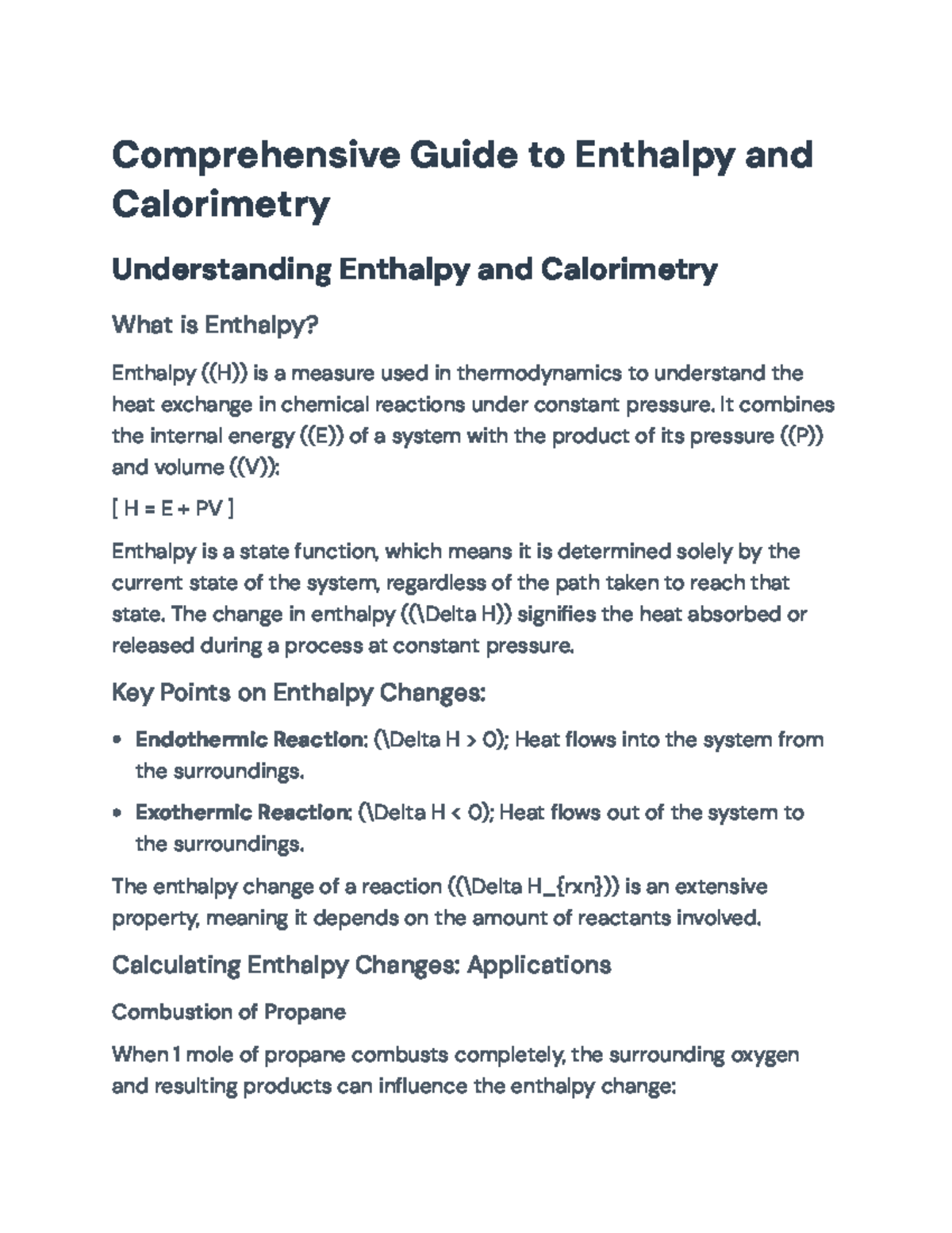 Comprehensive Guide to Enthalpy & Calorimetry Procedures (CHEM 101 ...