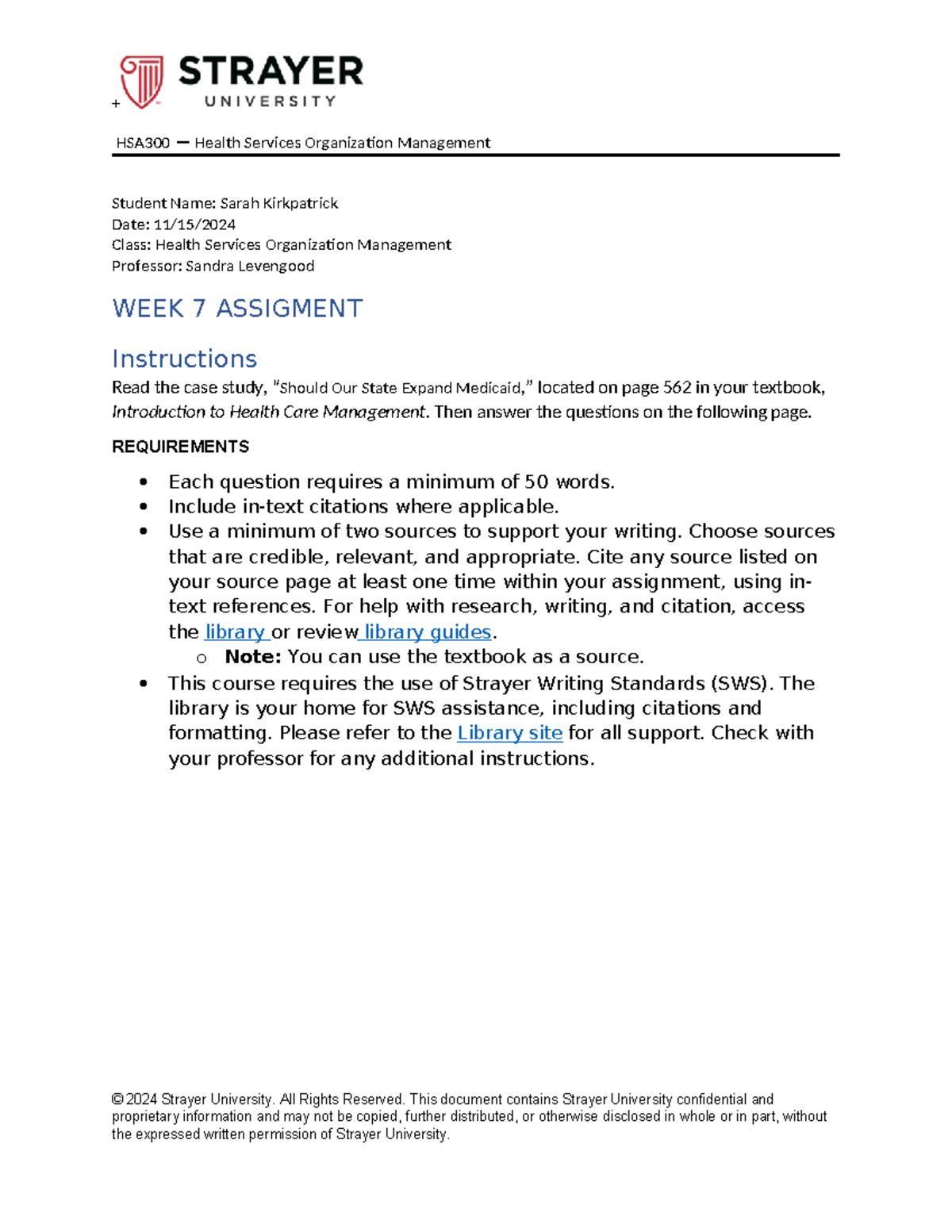 HSA300 Week 7 Case Study: Analyzing Medicaid Expansion in States - Studocu
