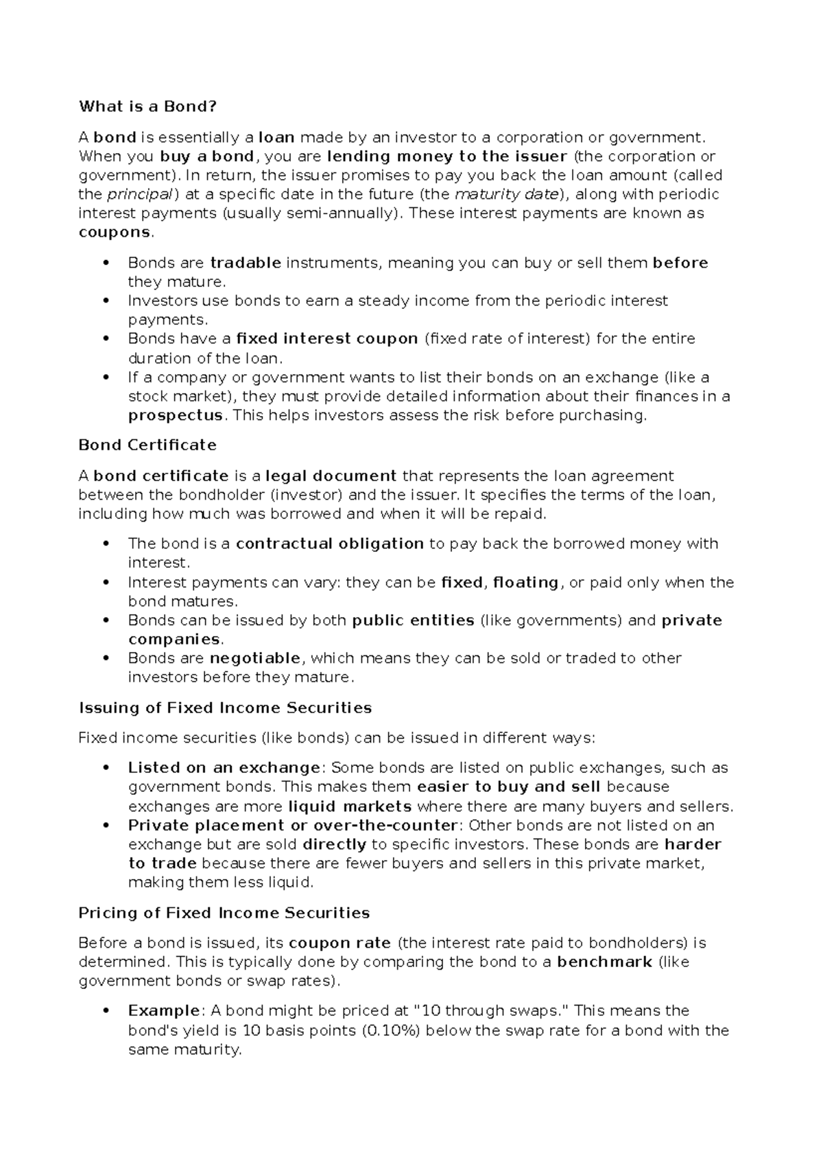 Fixed Income Overview: Understanding Bonds and Their Valuation - Studocu