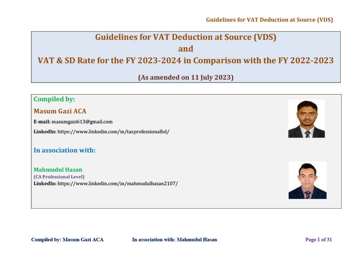 VAT Rate & Guidelines for VDS FY 2023-2024 Comparison with FY 2022-2023 ...