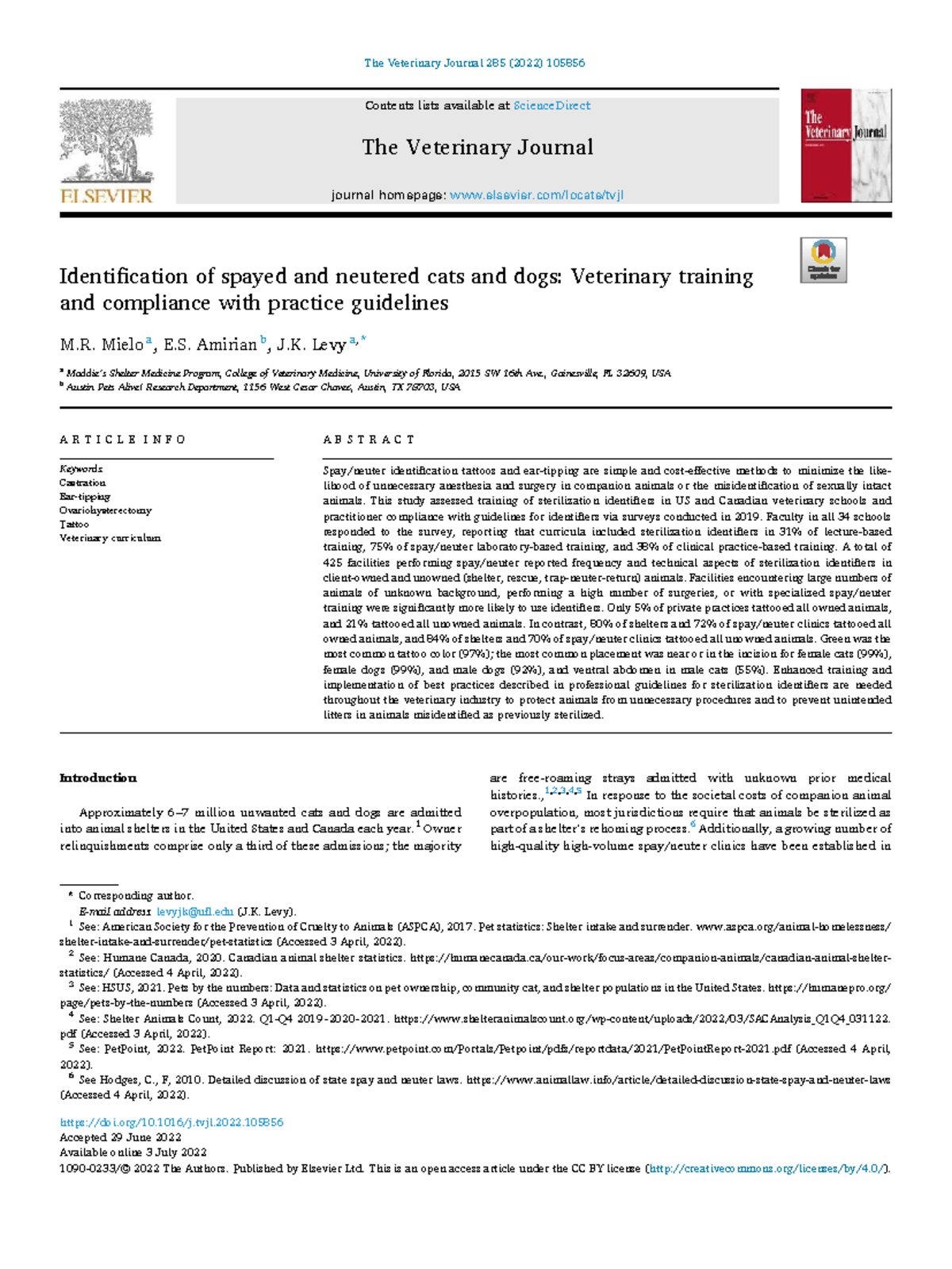 Identification of Sterilization in Cats and Dogs: Vet Training Insights ...