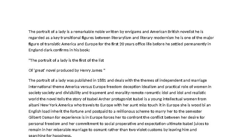 The Portrait of a Lady: An Analysis of Themes and Characters in Henry ...