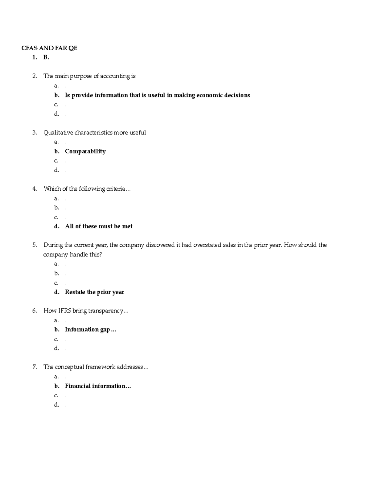 FAR QE - Qualifying Exam Questions and Answers - Studocu