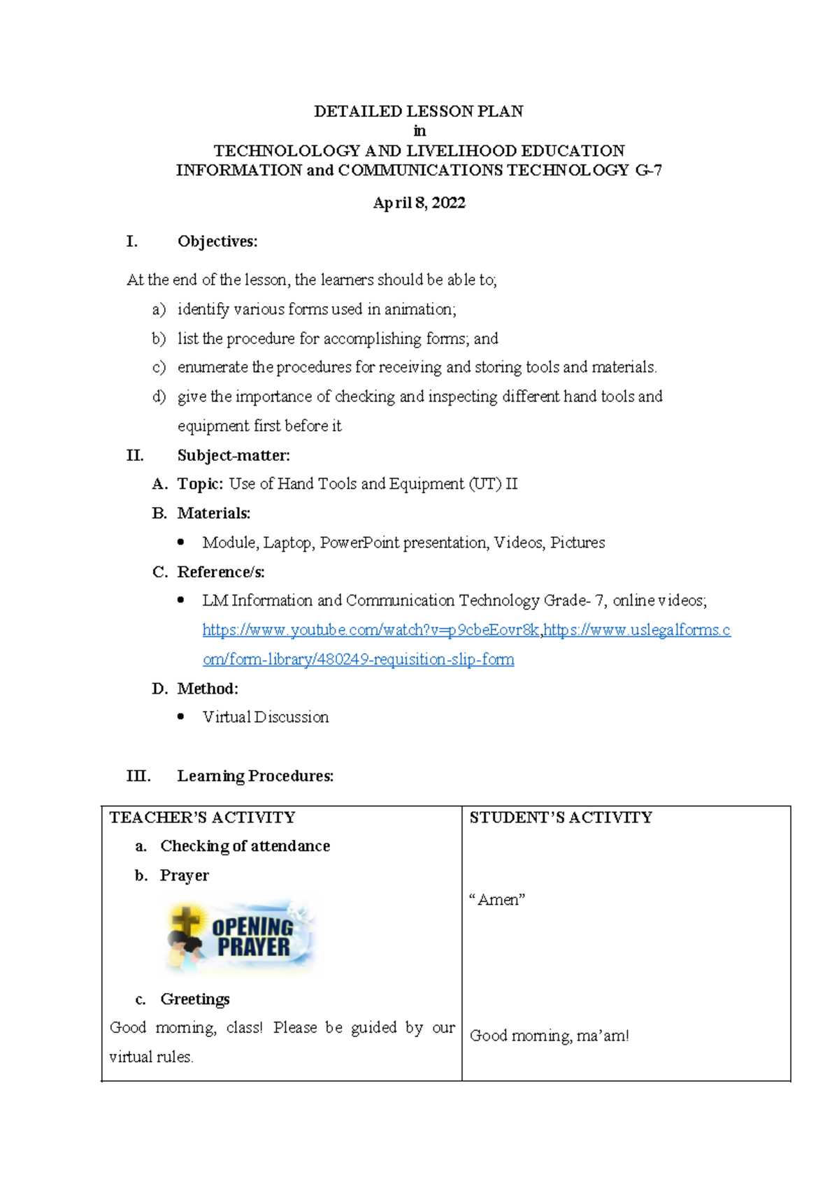 Lesson Plan 5: Use of Hand Tools & Equipment II – Notes - Studocu