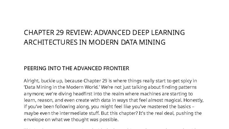 CHAPTER 29 REVIEW: ADVANCED DEEP LEARNING ARCHITECTURES IN DATA MINING - Studocu