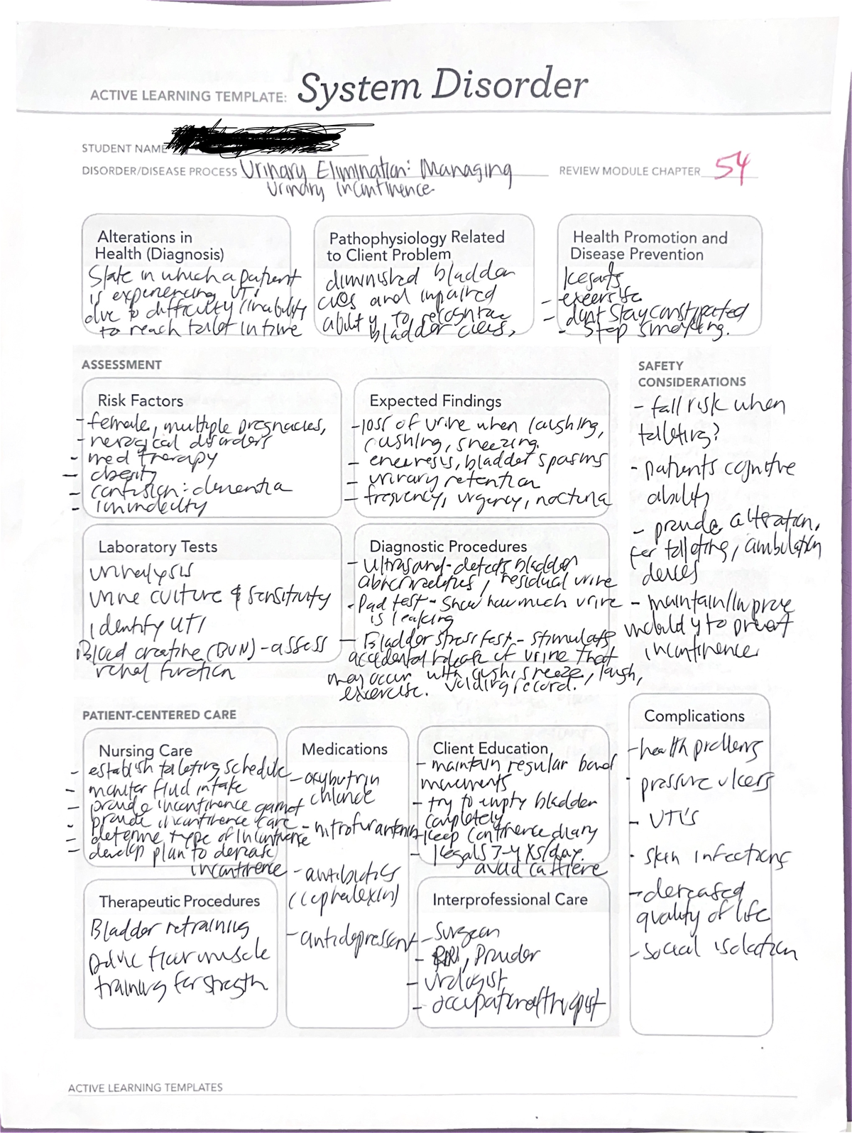Active Learning Template: System Disorder - Urinary Elimination ...