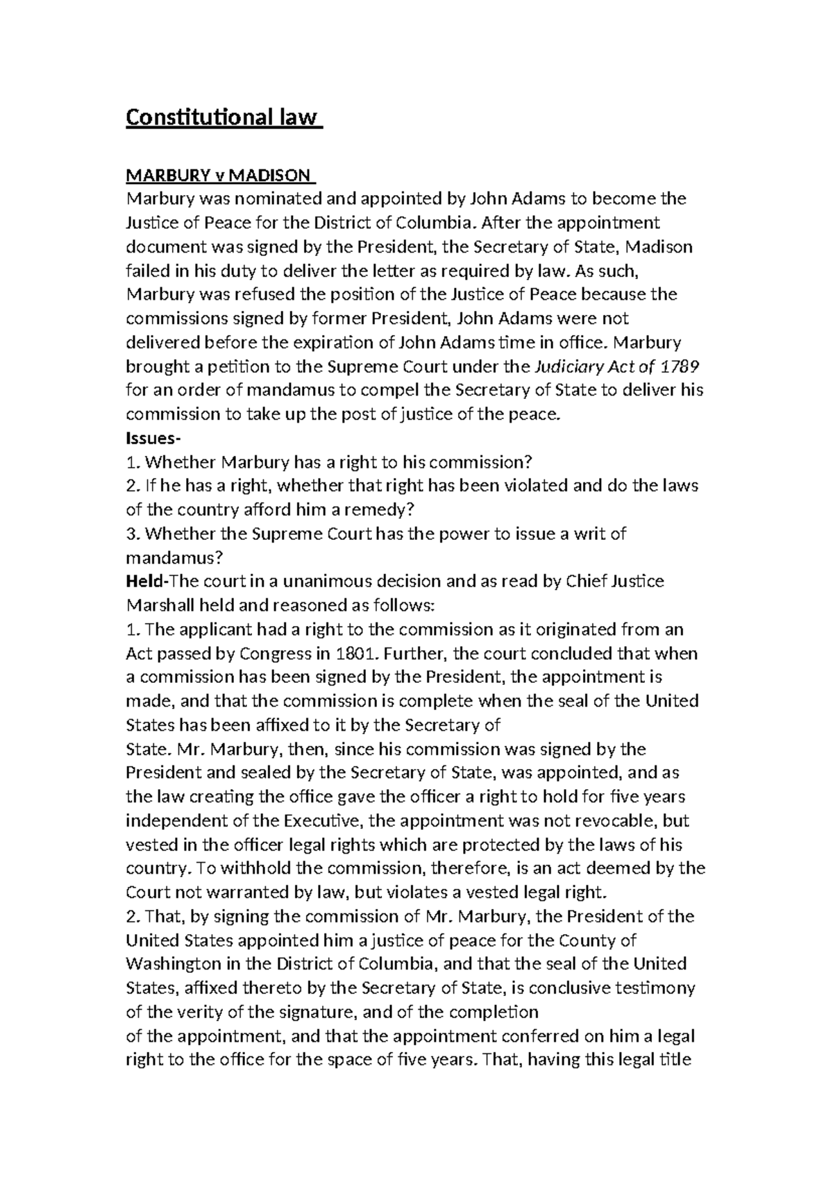 Constitutional Law Cases: Key Decisions and Implications - Studocu