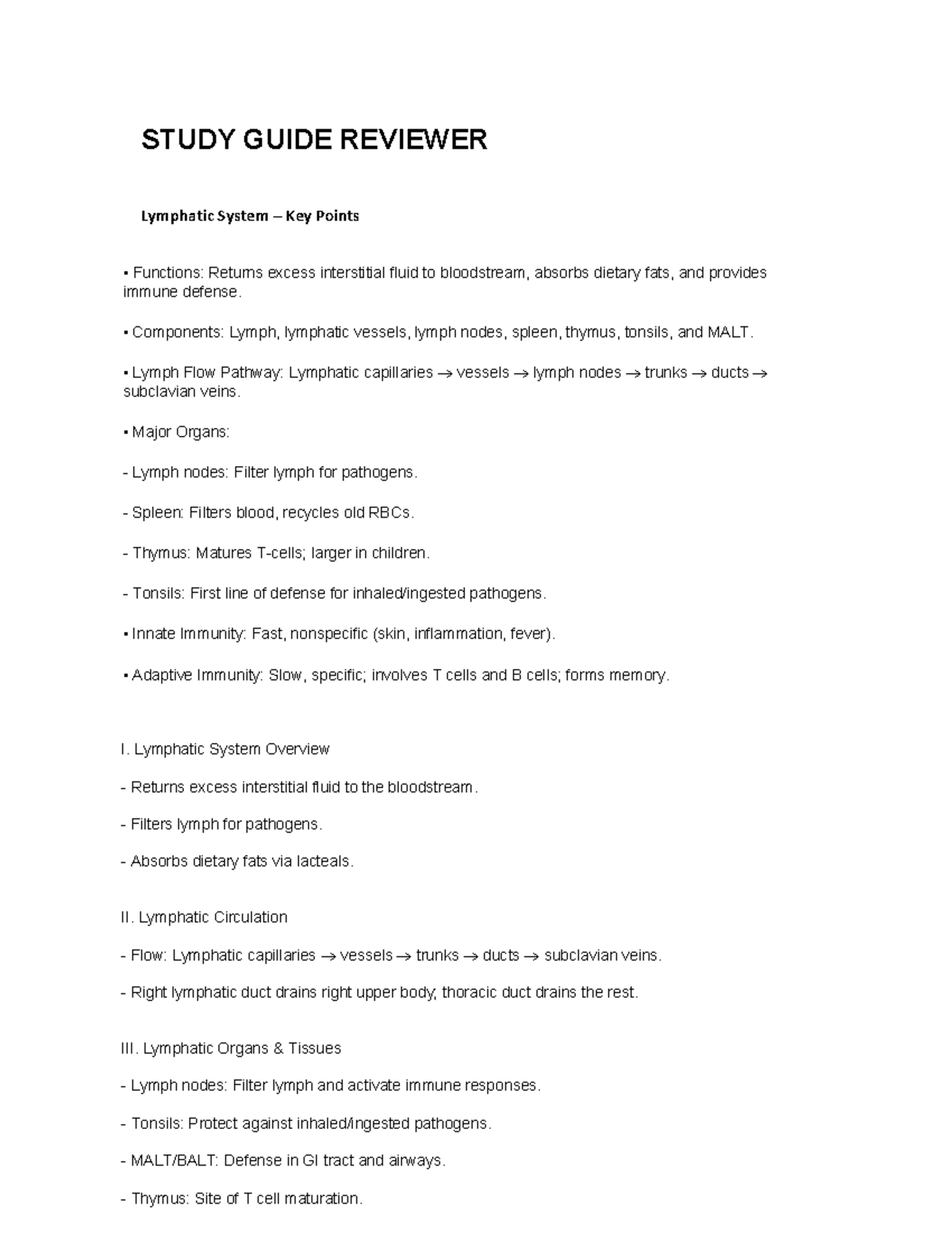 NUR 101 Nursing Reviewer: Anatomy of Lymphatic, Urinary, and ...