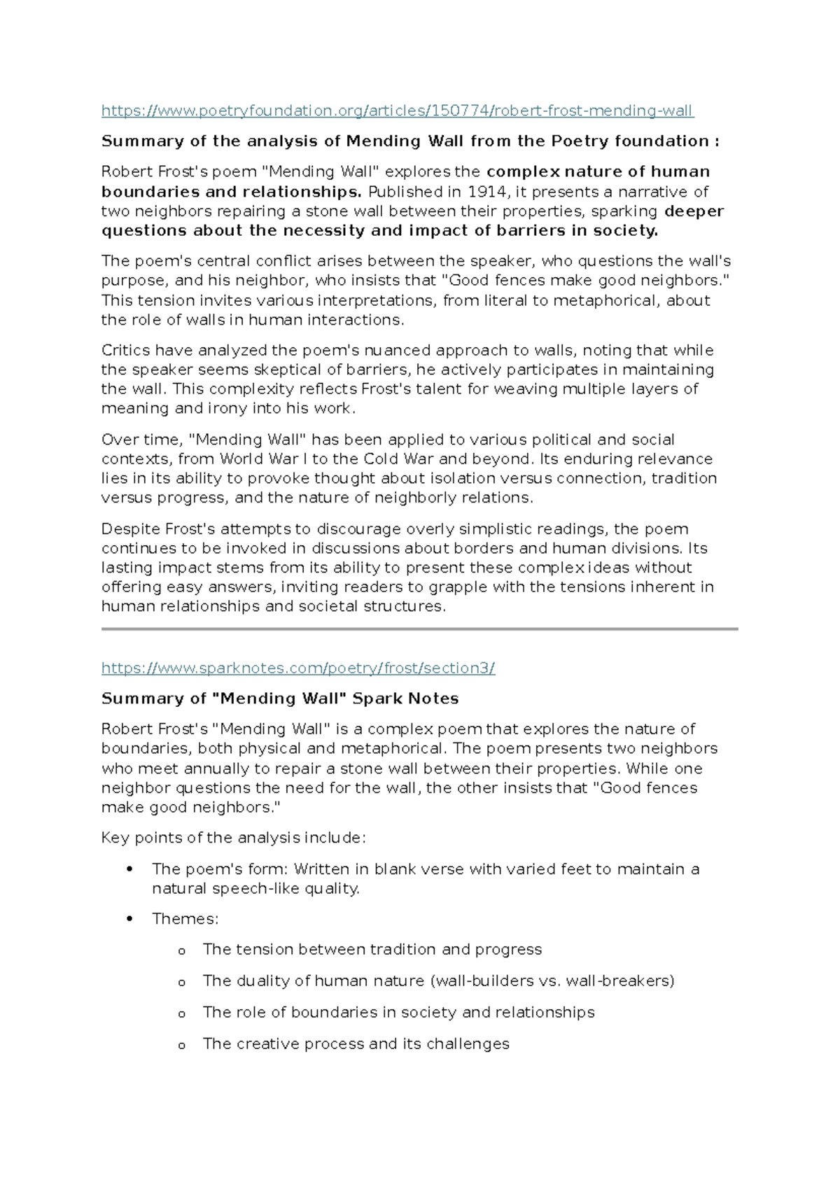 ENG 101: Analysis of "Mending Wall" by Robert Frost - Themes ...