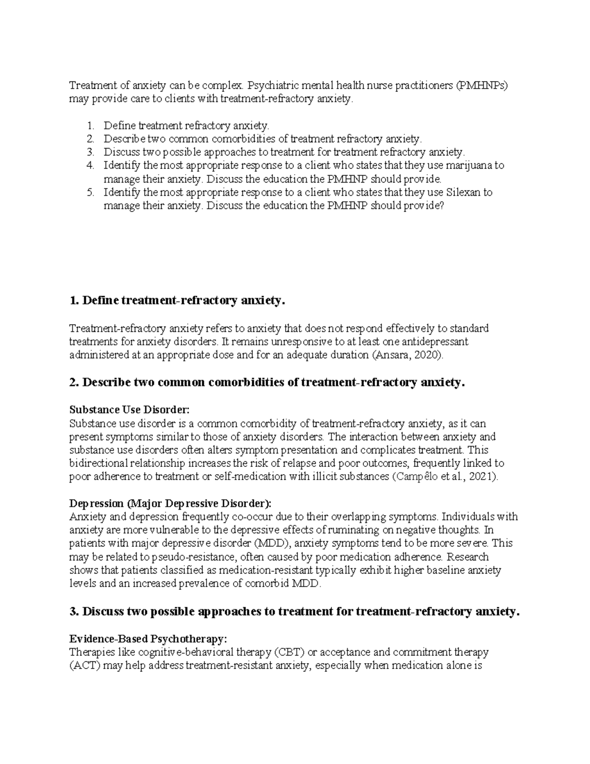 NR-547 WK 2 Treatment-Refractory Anxiety: Approaches & Comorbidities ...
