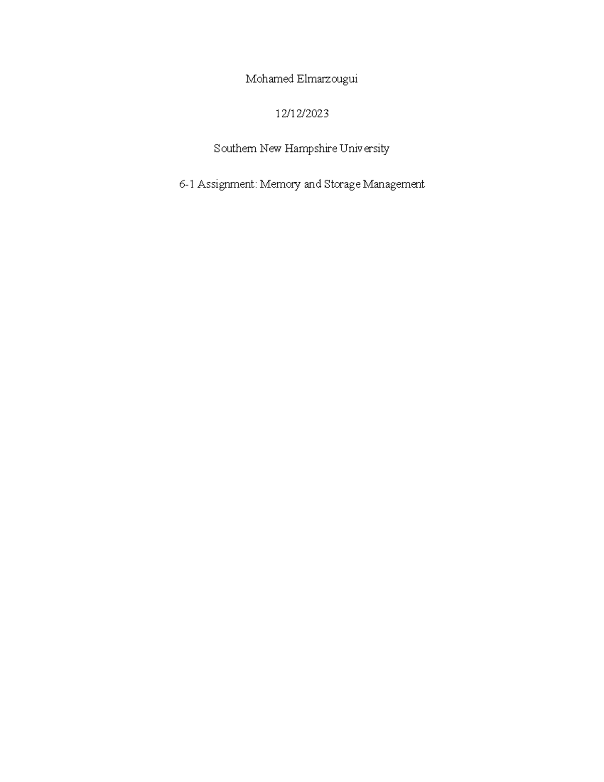 6-1 Assignment: Efficient Memory & Storage Management in Gaming - Studocu