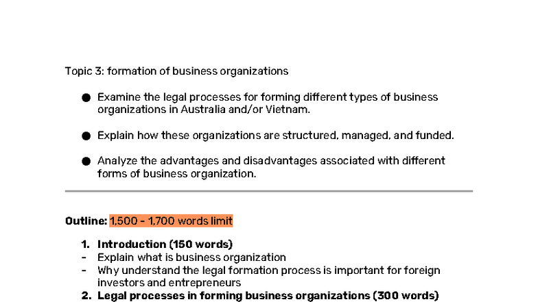 BL Essay: Formation of Business Organizations in Australia & Vietnam ...