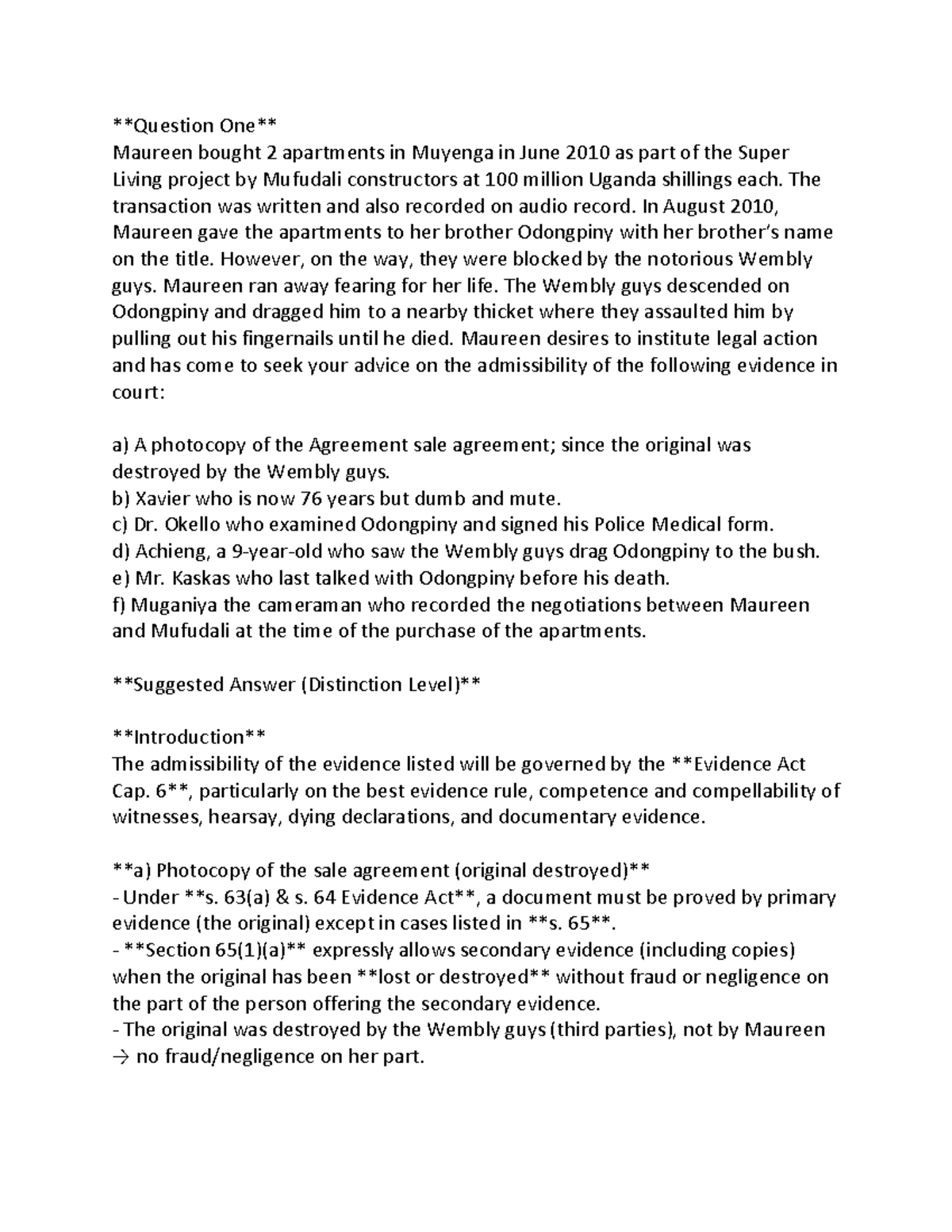 Legal Evidence Analysis: Admissibility of Witness Testimonies in Uganda ...