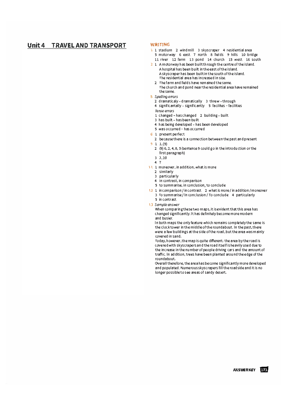 Unit 4 Travel and Transport Reading Notes - Task 1 Maps Handout 2 KEYS ...