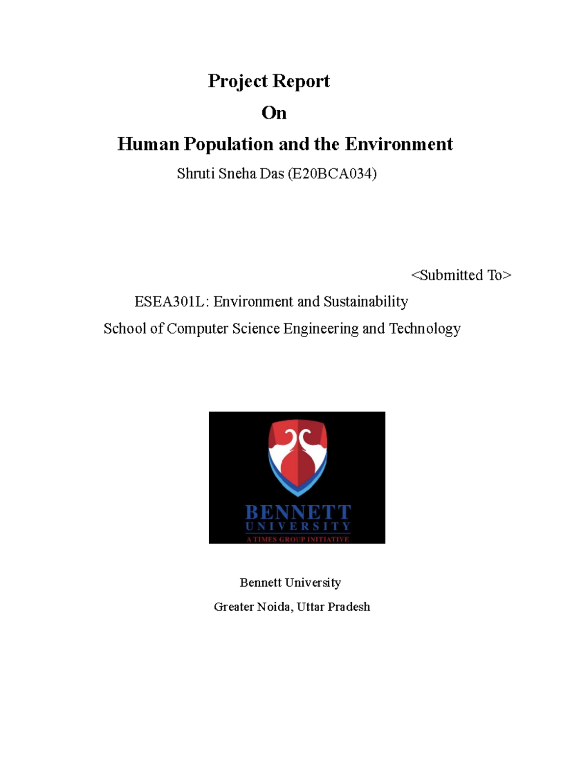 ESEA301L Case Study: Human Population Impact on Environment - Studocu