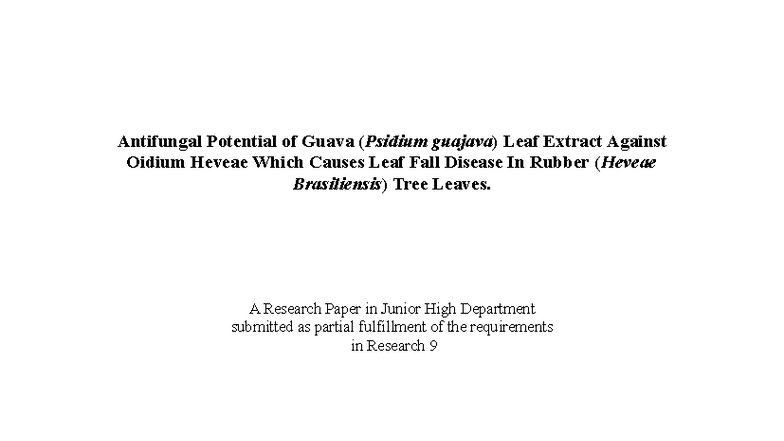Antifungal Potential of Guava Leaf Extract vs. Oidium Heveae in Rubber ...