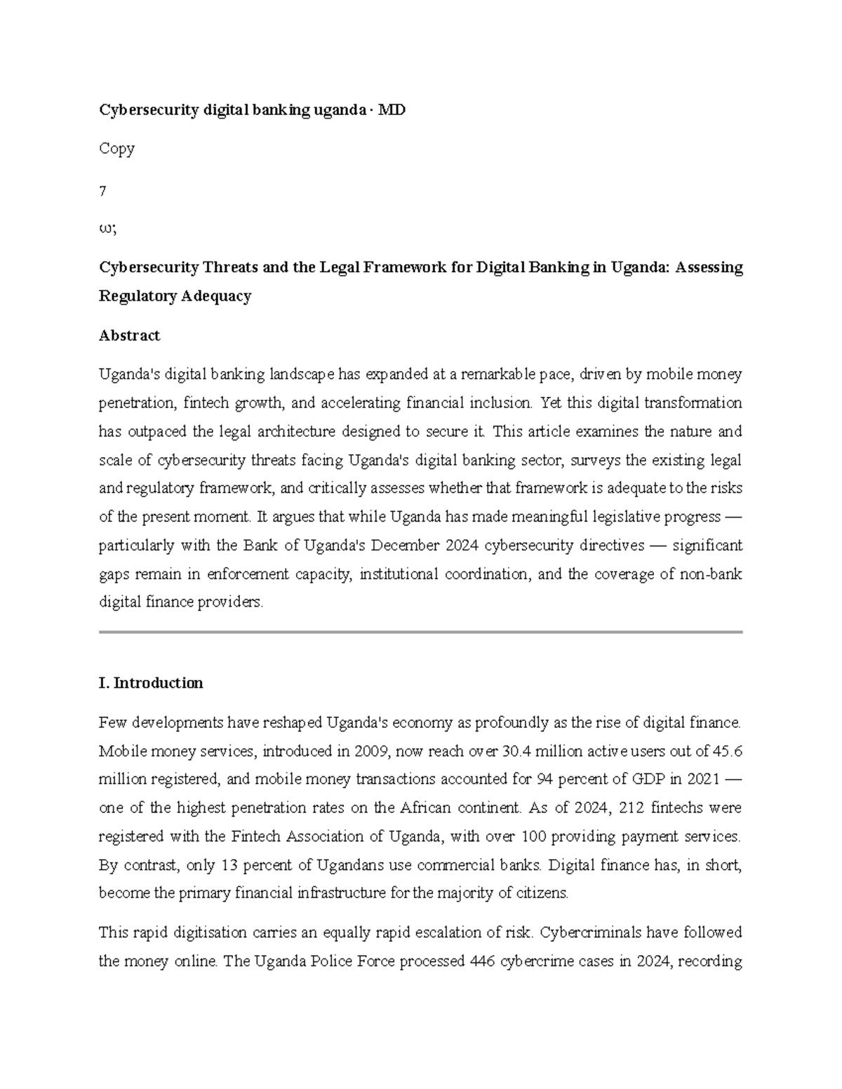Cybersecurity Threats & Legal Framework for Digital Banking in Uganda ...
